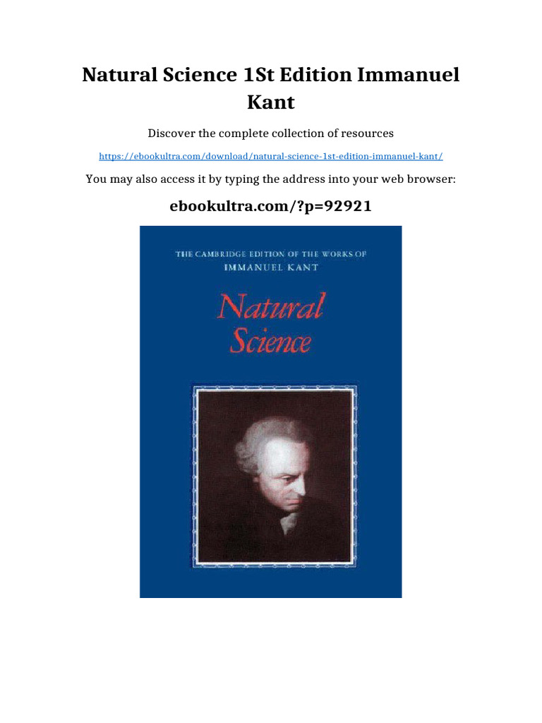 Natural Science 1st Edition Immanuel Kant Updated 2025 | PDF | Immanuel ...