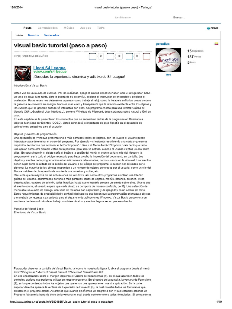 visual basic tutorial (paso a paso) - Taringa! | PDF | Botón ...
