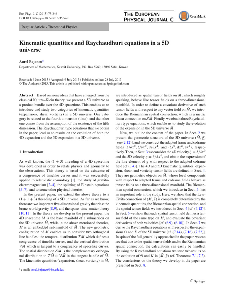 [the European Physical Journal C 2015-Jul 28 Vol. 75 Iss. 7] Bejancu ...