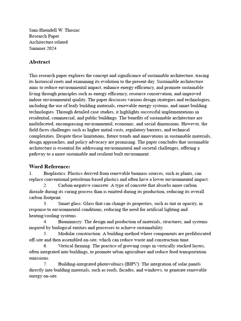 Architecture Related Research Paper | PDF | Green Building | Sustainability
