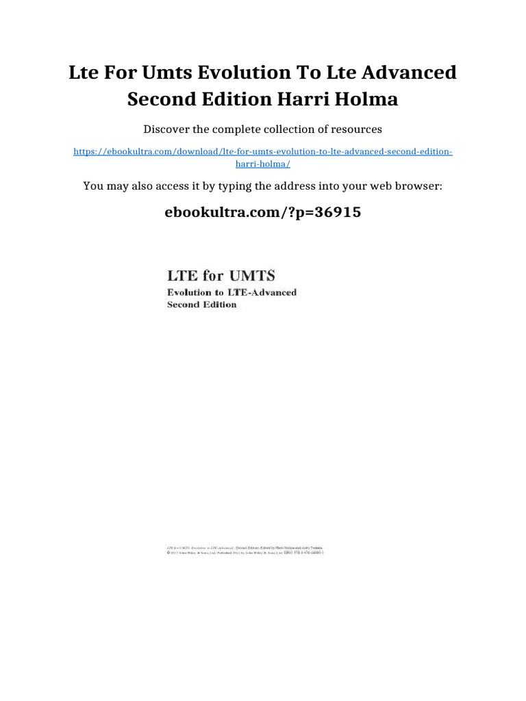 LTE For UMTS Evolution To LTE Advanced Second Edition Harri Holma ...