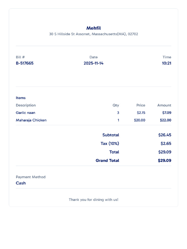 Food Bill | PDF