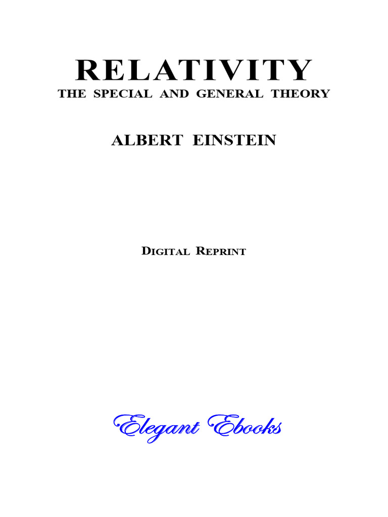 Relativity_ The Special and General Theory - Einstein_Relativity | PDF ...