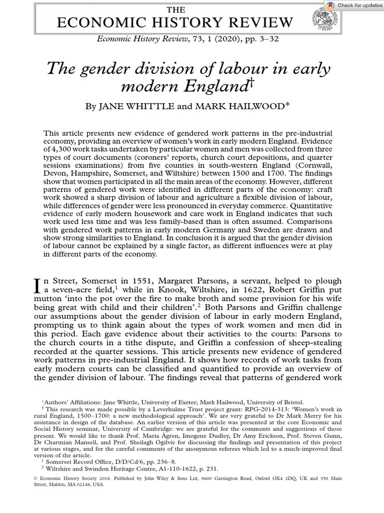 The Economic History Review - 2018 - Whittle - The Gender Division of ...