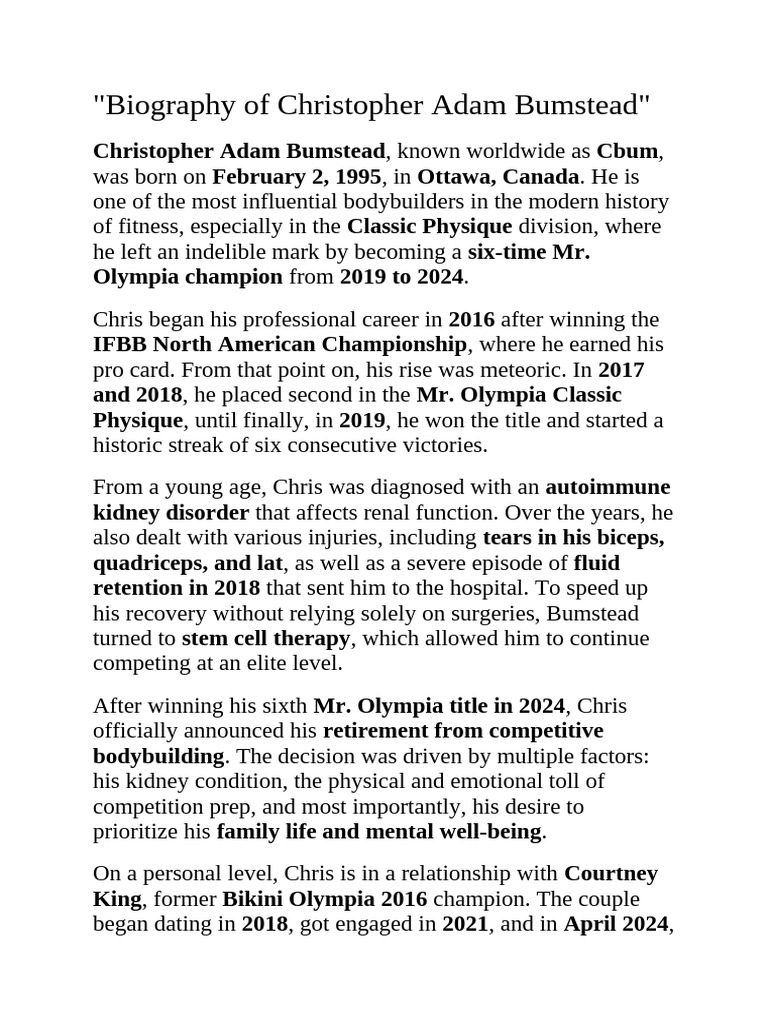 Biography of Christopher Adam Bumstead | PDF