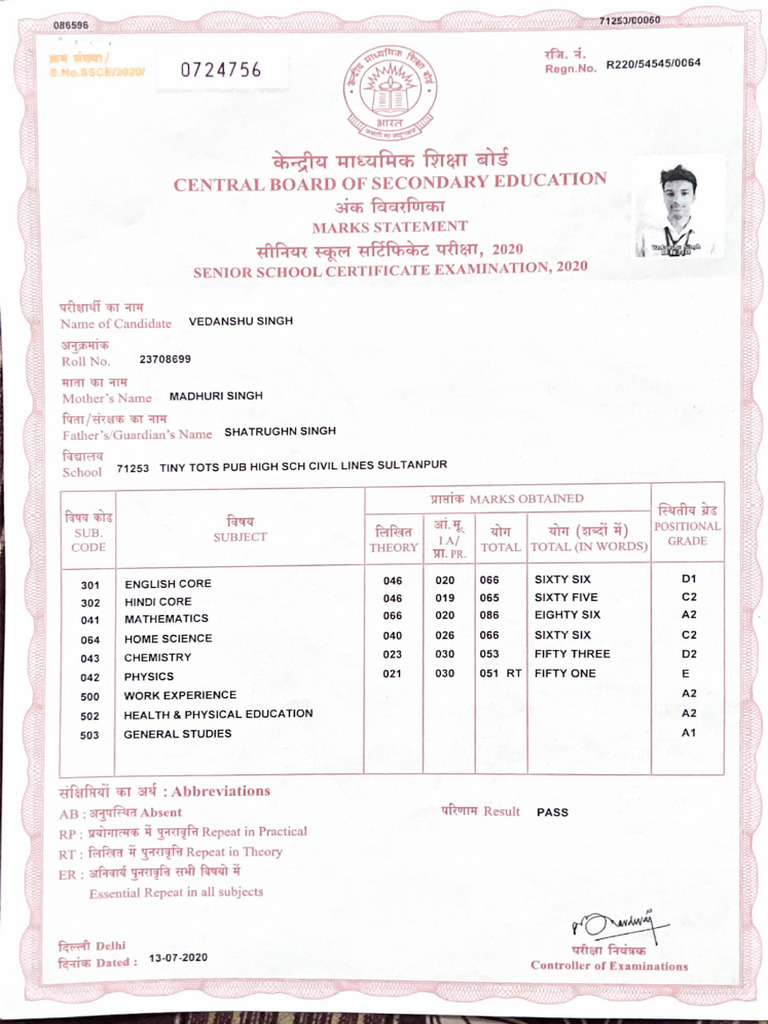 12 Th Mark Sheet | PDF