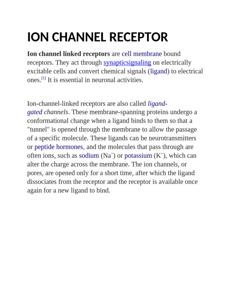Ion Channel Receptor | PDF