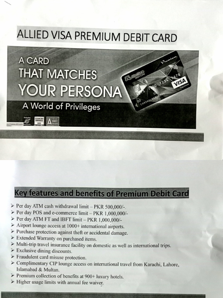 Allied Visa Premium Debit Card | PDF | Debit Card | Visa Inc.