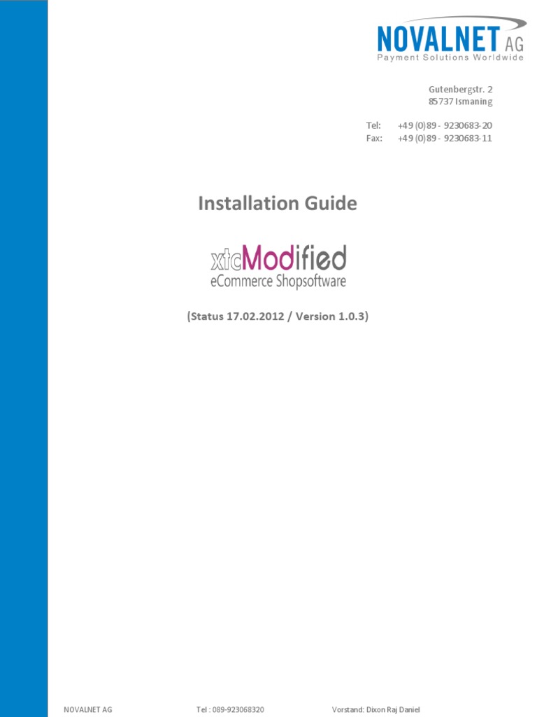 Installation Guide For Novalnet Payment in Xtcmodified | PDF | Debits ...