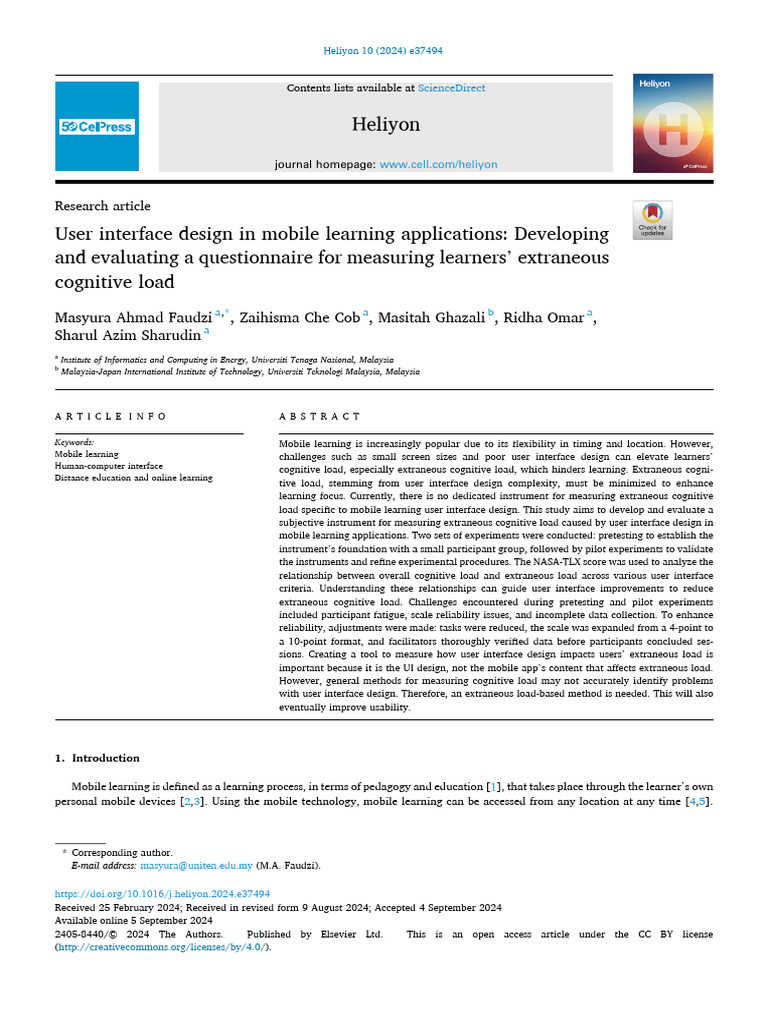 User Interface Design in Mobile Learning Applications | PDF | Learning ...