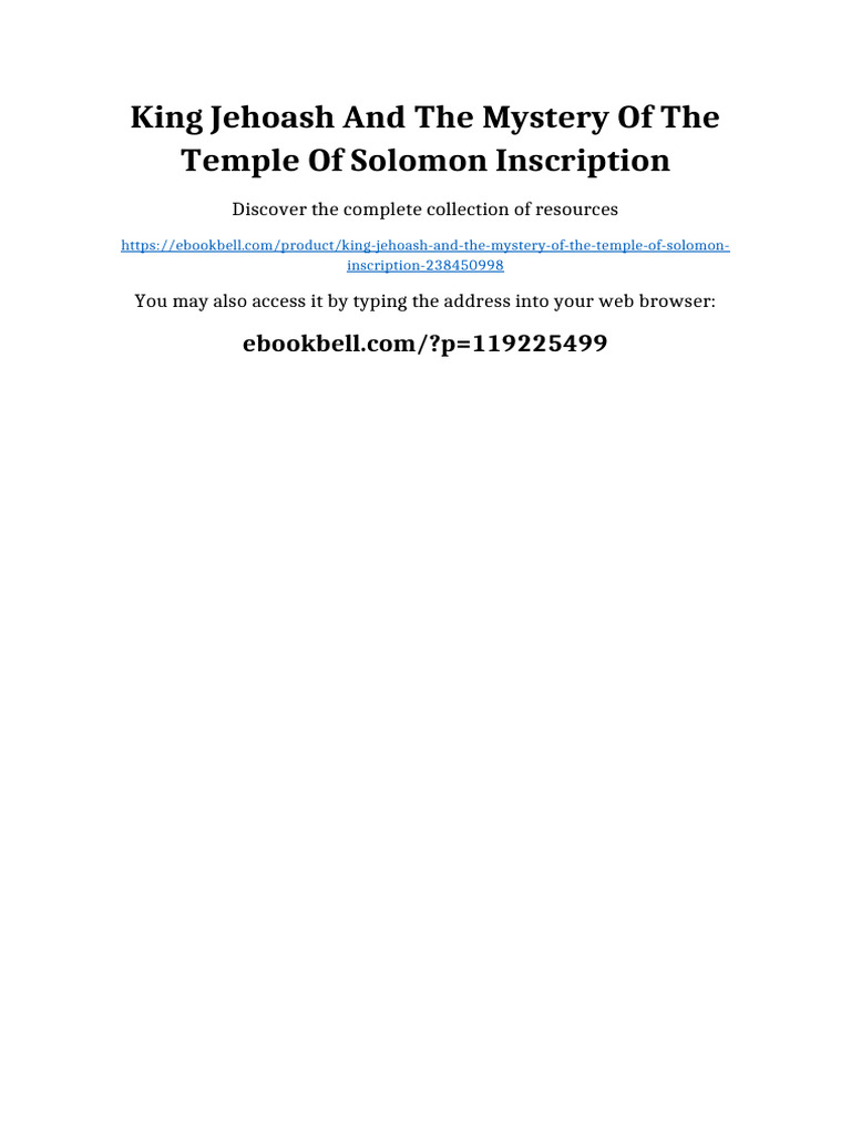King Jehoash and the mystery of the Temple of Solomon inscription ...
