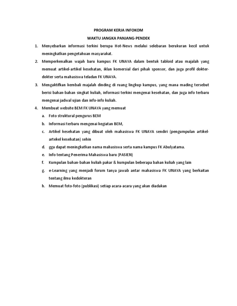 Program Kerja Infokom | PDF