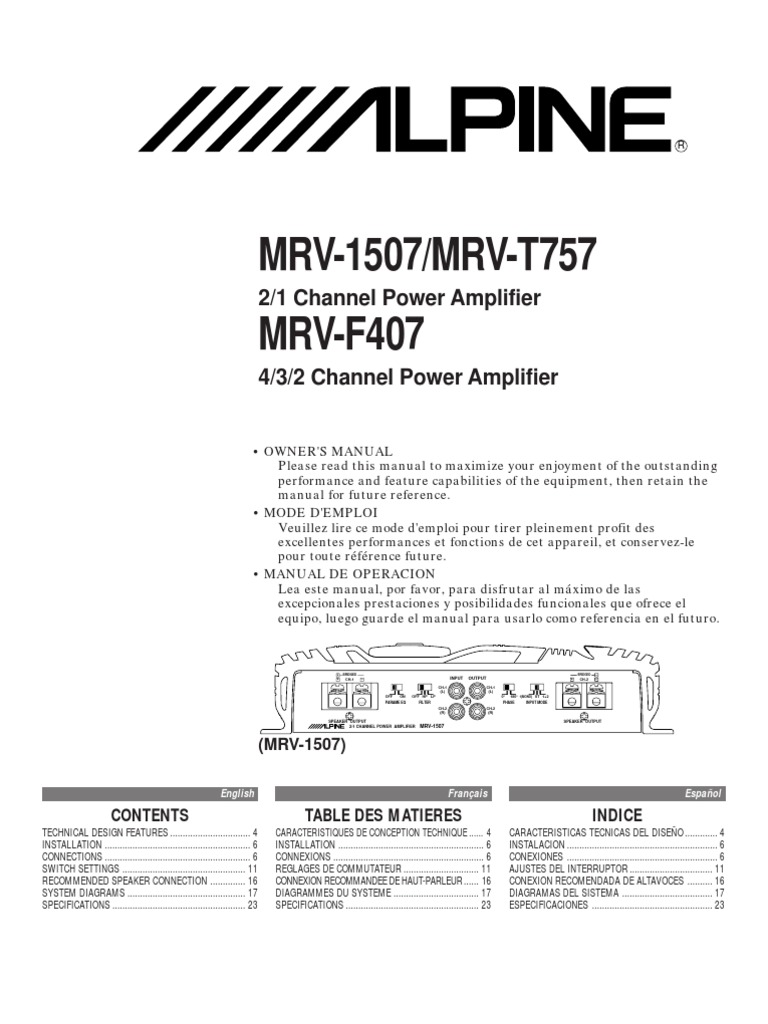 Alpine MR V 1507 | PDF