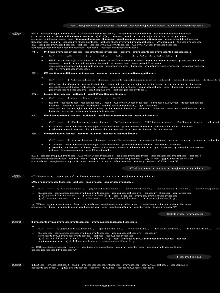 Ejemplos de Conjunto Universal | PDF
