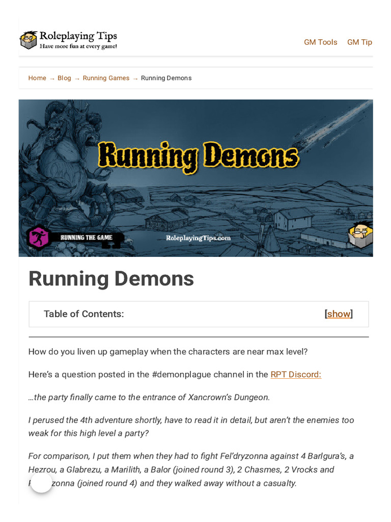 Running Demons - Roleplaying Tips | PDF | Role Playing Games | Dungeons ...