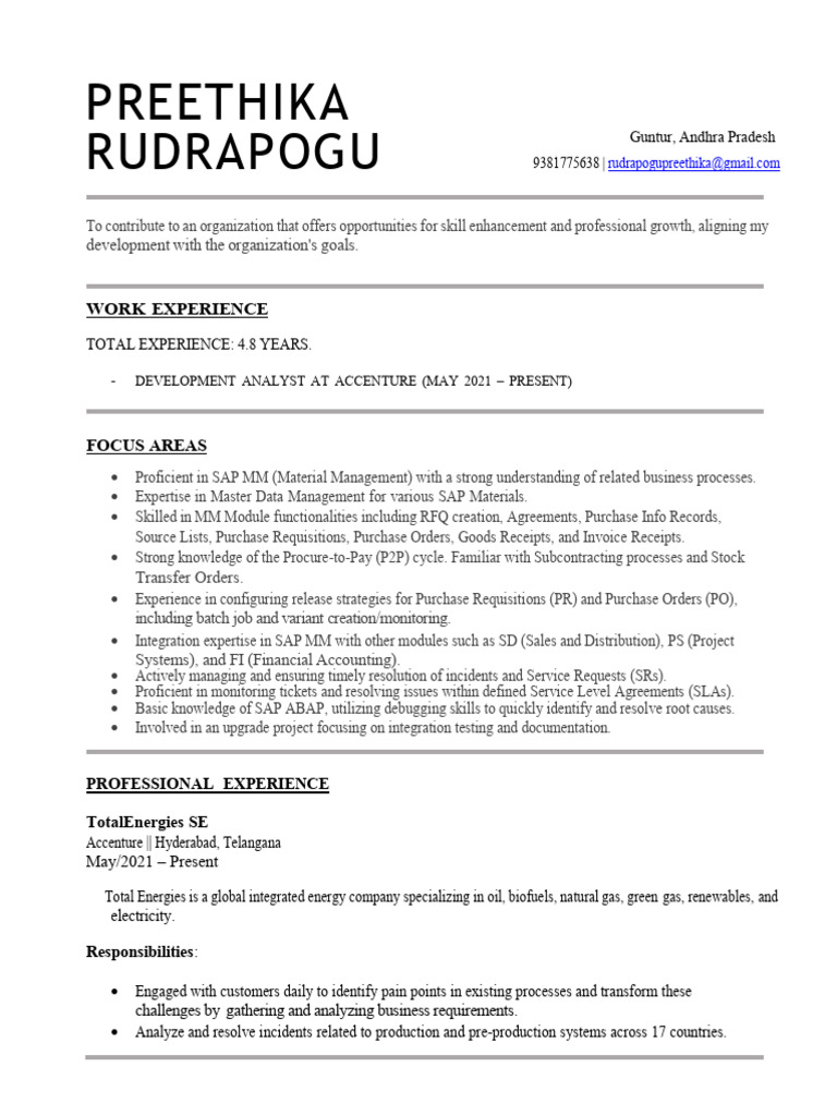 Preethika_resume | PDF | Business | Computing