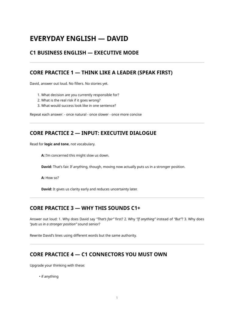 David - C1 Business English Lesson (Executive Thinking & Authority ...