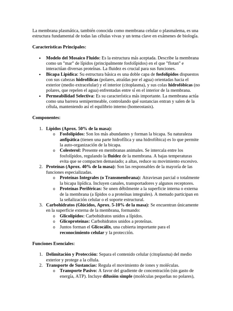 La Membrana Plasmática | PDF | Membrana celular | Bicapa lipídica