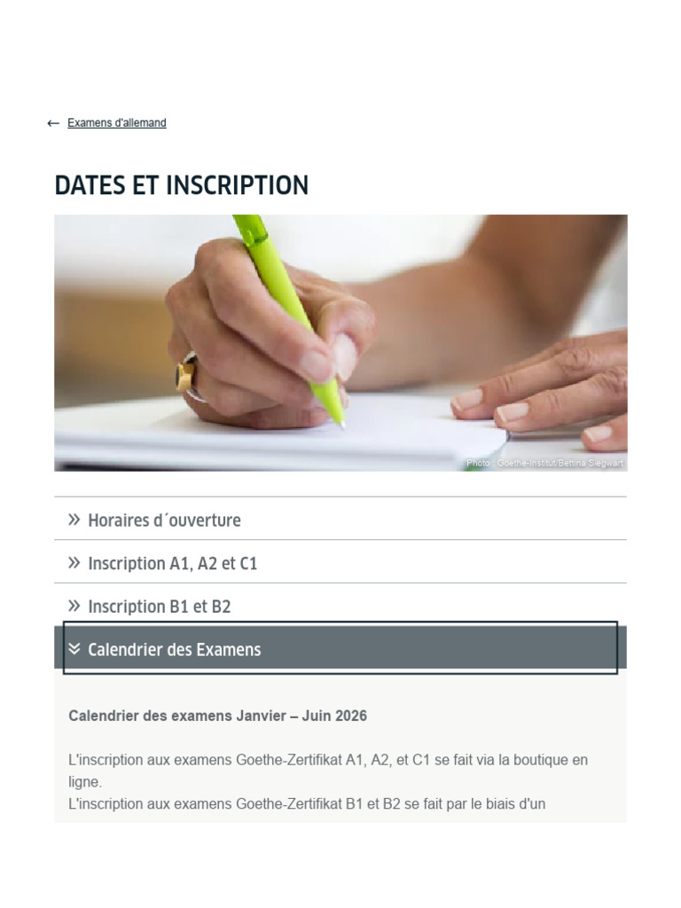 Dates Et Inscription - Goethe-Institut Cameroun | PDF