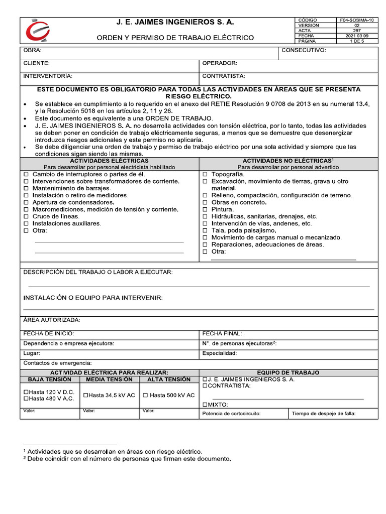 Sosima 10 f04 v02 Permiso Eléctrico | PDF