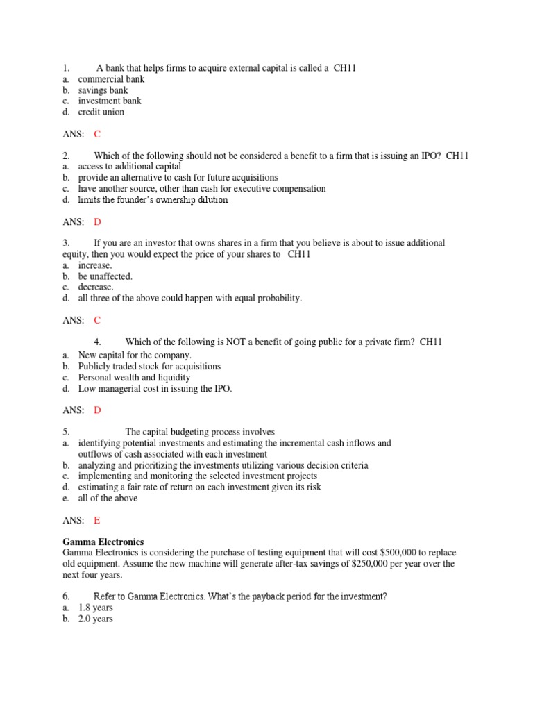 Practice Test - Financial Management | PDF | Capital Structure ...