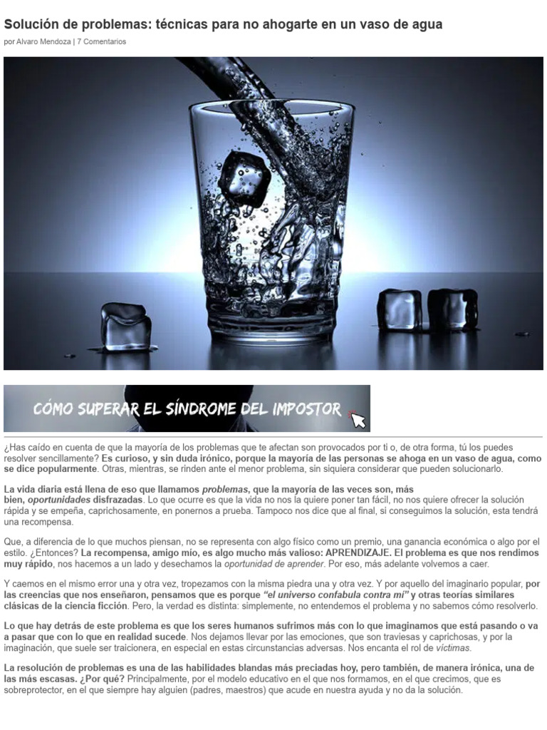 Solución de Problemas_ Técnicas Para No Ahogarte en Un Vaso de Agua ...