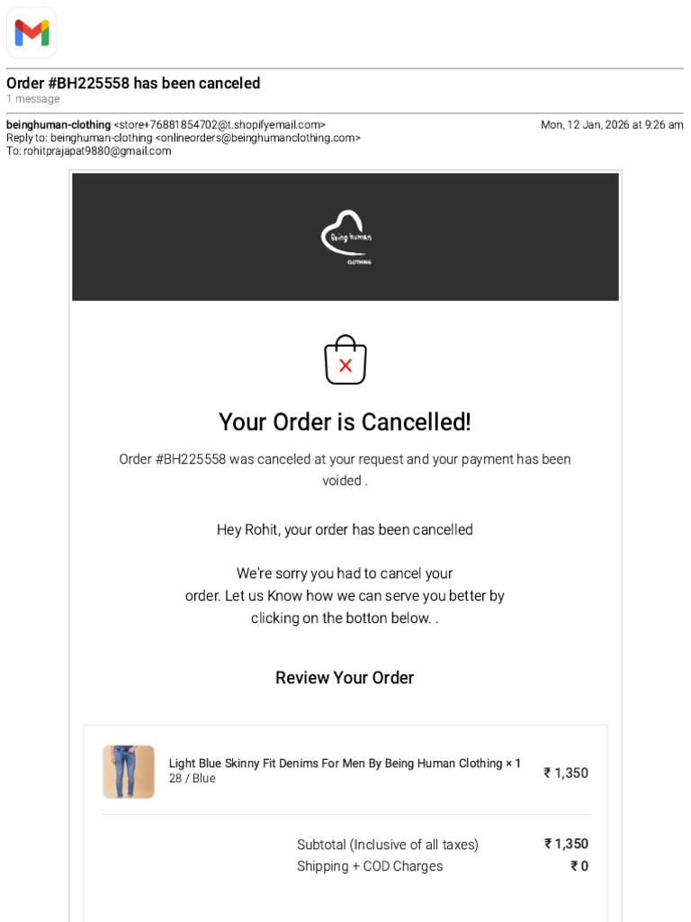 Gmail - Order _BH225558 Has Been Canceled | PDF