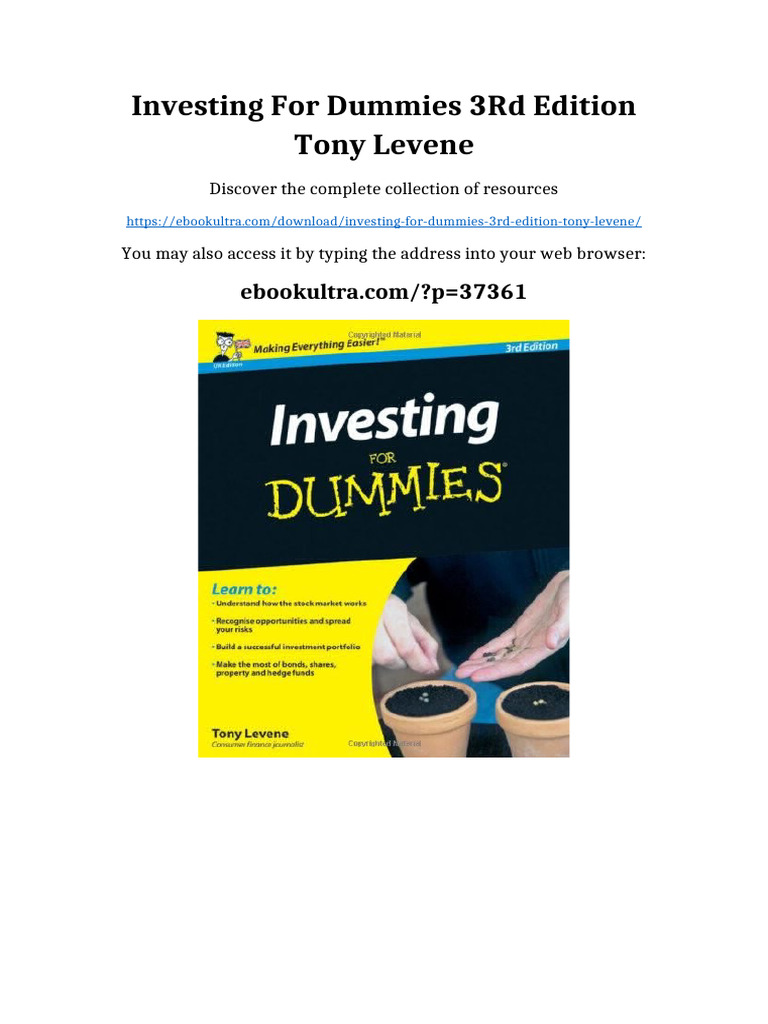 Investing For Dummies 3rd Edition Tony Levene Kindle & PDF Formats ...