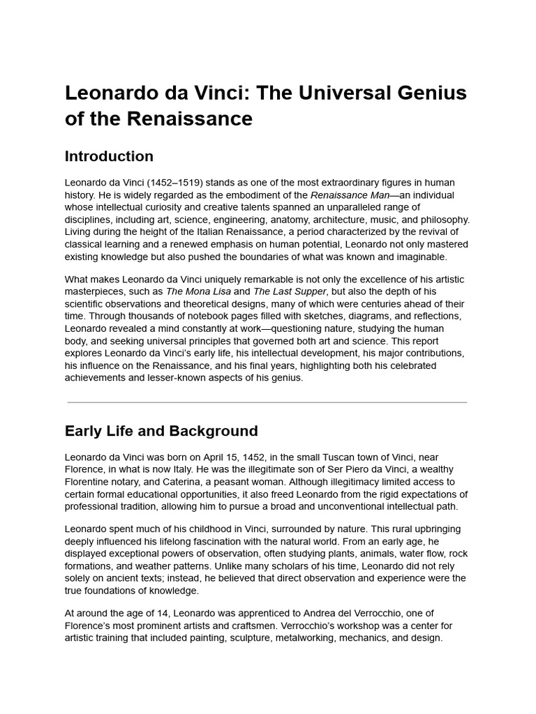 Leonardo Da Vinci_ the Universal Genius of the Renaissance | PDF ...