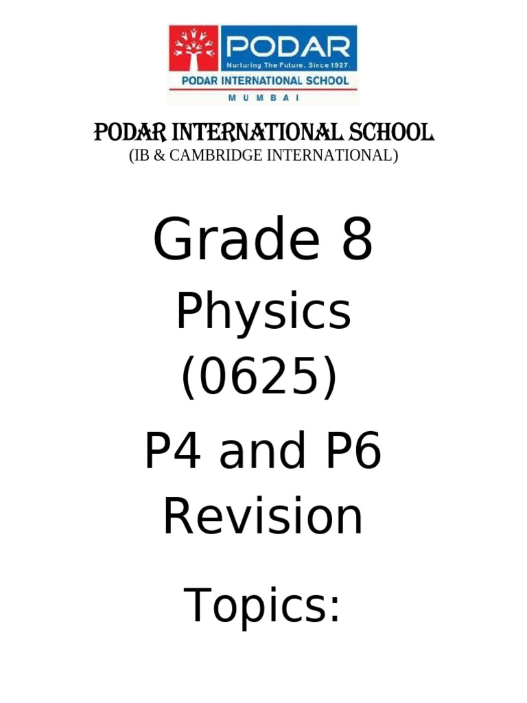 Grade 8 Physics P4 and P6 Practice Worksheet | PDF