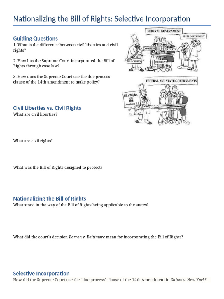 BoR & Selective Incorporation Guided Notes - Adams | PDF
