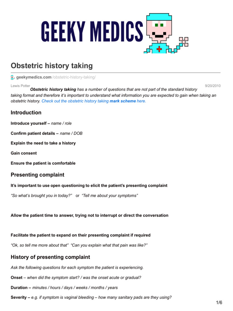 Obstetric History Taking | PDF | Pregnancy | Childbirth