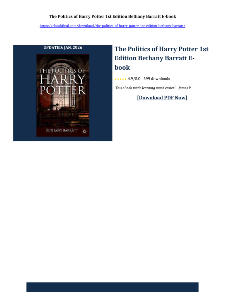 The Politics of Harry Potter 1st Edition Bethany Barratt ebook newly ...