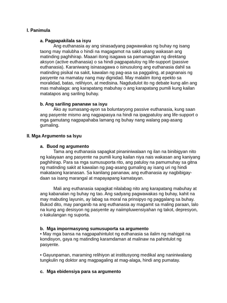 Position Paper Euthanasiaa | PDF