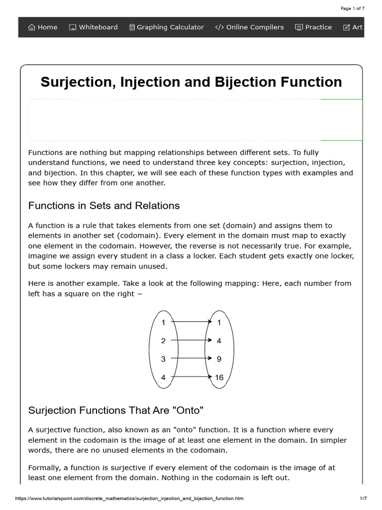 Surjection, Injection and Bijection Function | PDF | Function ...