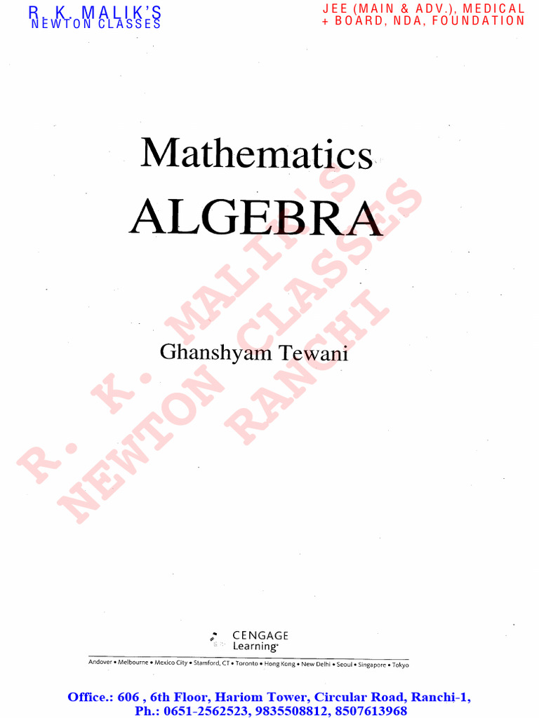 Cengage G.tewani Algebra Blunt Library | PDF