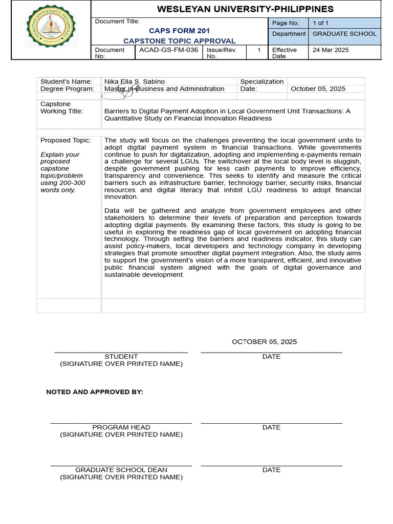 Caps Form 201 Sabino Nika Ella s..Docx | PDF | Business | Economies