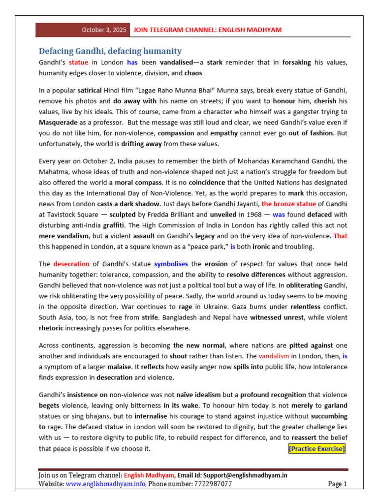 Defacing Gandhi, Defacing Humanity | PDF | Mahatma Gandhi | Nonviolence