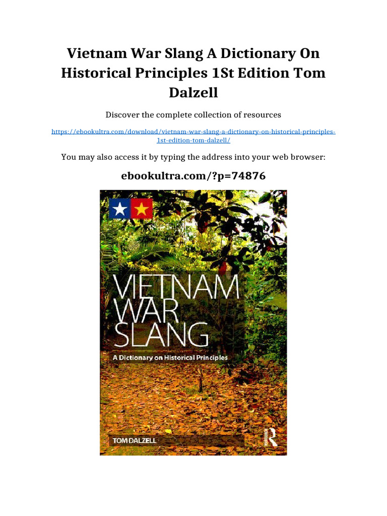 Vietnam War Slang A Dictionary on Historical Principles 1st Edition Tom ...