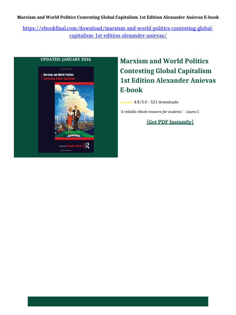 Marxism and World Politics Contesting Global Capitalism 1st Edition ...