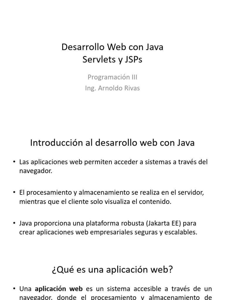 Unidad v - Servlets_y_JSPs | PDF | Aplicación web | Modelo cliente-servidor