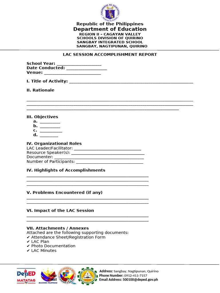 LAC Accomplishment Report | PDF