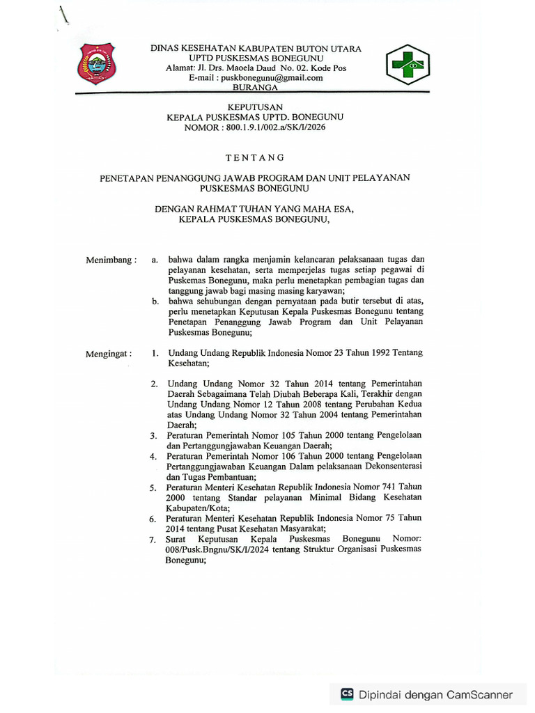 SK Program PKM Bonegunu 2026 | PDF