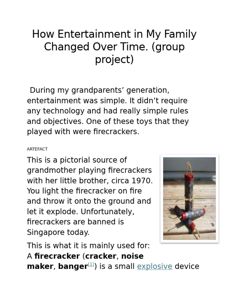 How Entertainment Has Changed Over Time (Group) | PDF | Pyrotechnics ...