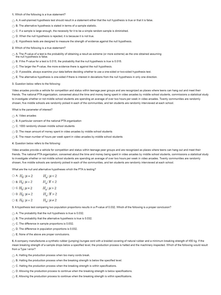 AP Statistics Multiple-Choice Practice Questions - Tests of ...