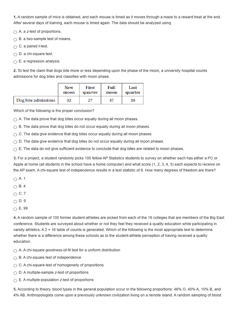 AP Statistics Multiple-Choice Practice Questions_ Tests of Significance ...