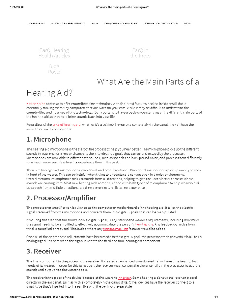 What Are The Main Parts of A Hearing Aid | PDF | Hearing Aid | Hearing