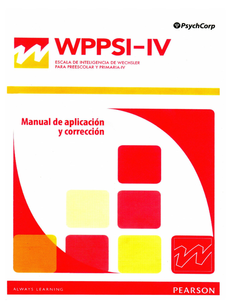 WPPSI IV Manual de Aplicación y Corrección | PDF