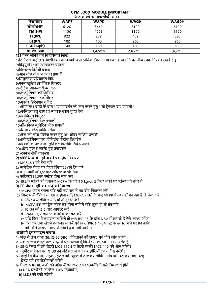 Palg 3 Phase Loco Module | PDF