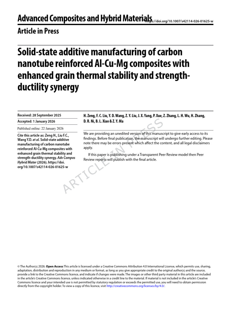 Solid-State Additive Manufacturing of Carbon Nanot | PDF | Carbon ...